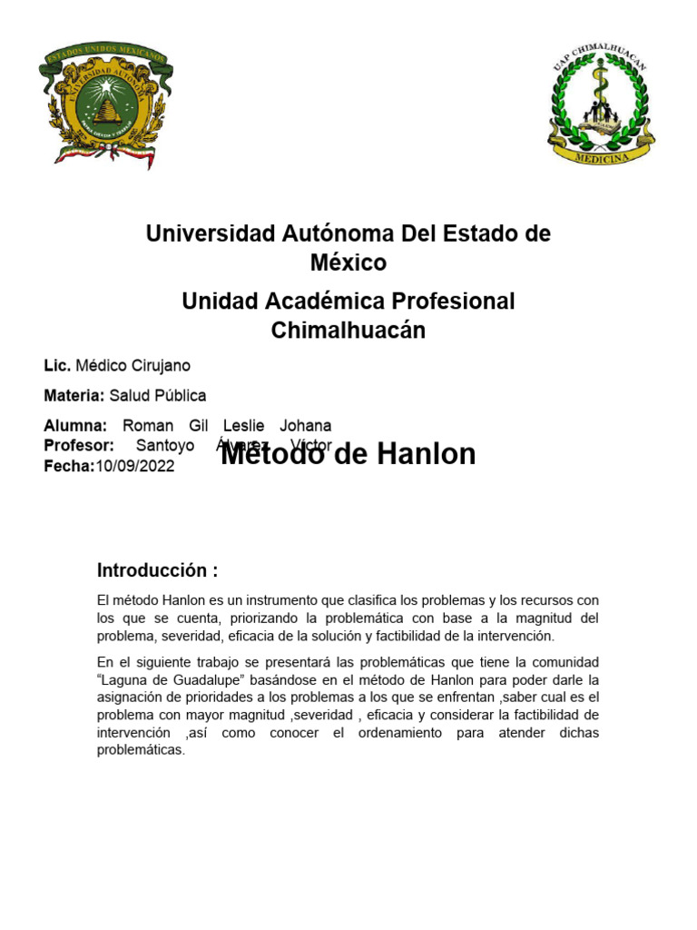 Metodo de Hanlon | PDF | Epidemiología | Especialidades Medicas