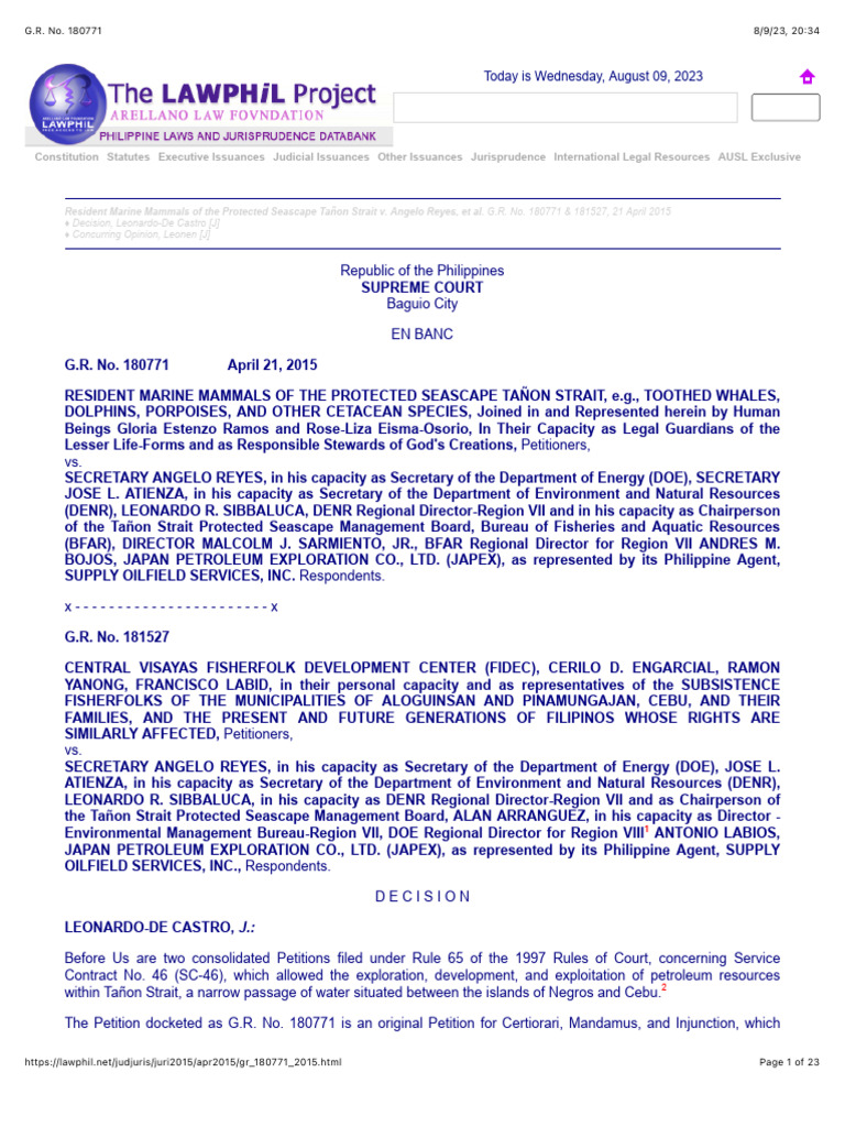 Tañon Strait Oil Exploration Case Summary | PDF | Science & Mathematics