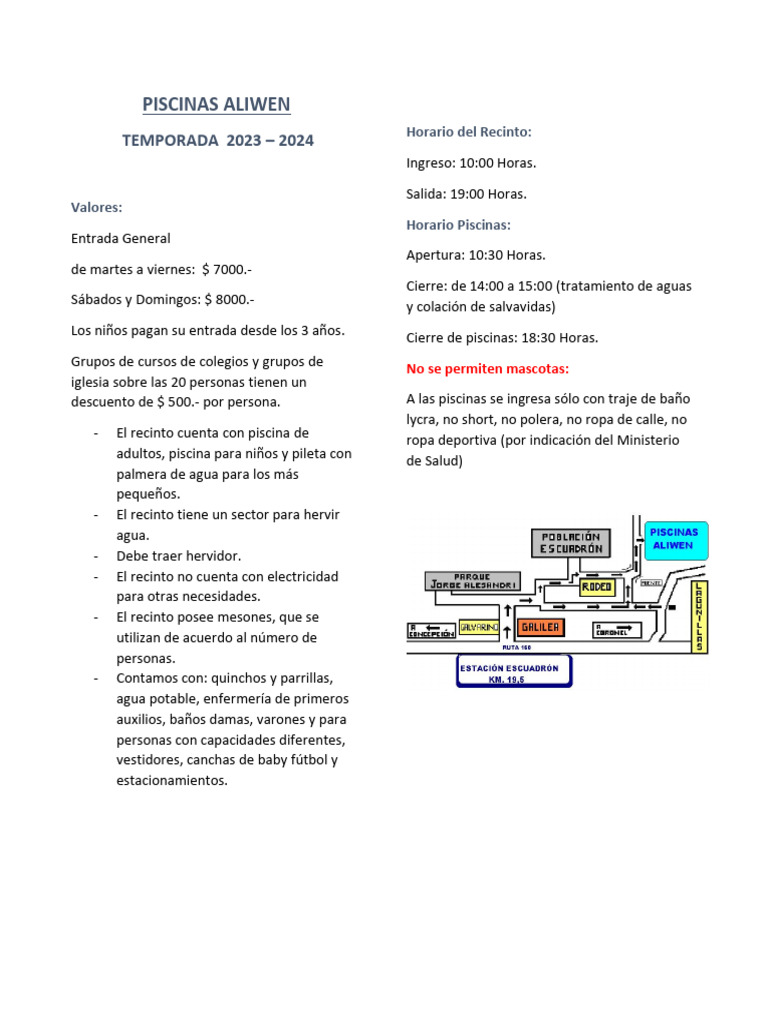 Folleto PISCINAS ALIWEN 2023-2024 | PDF