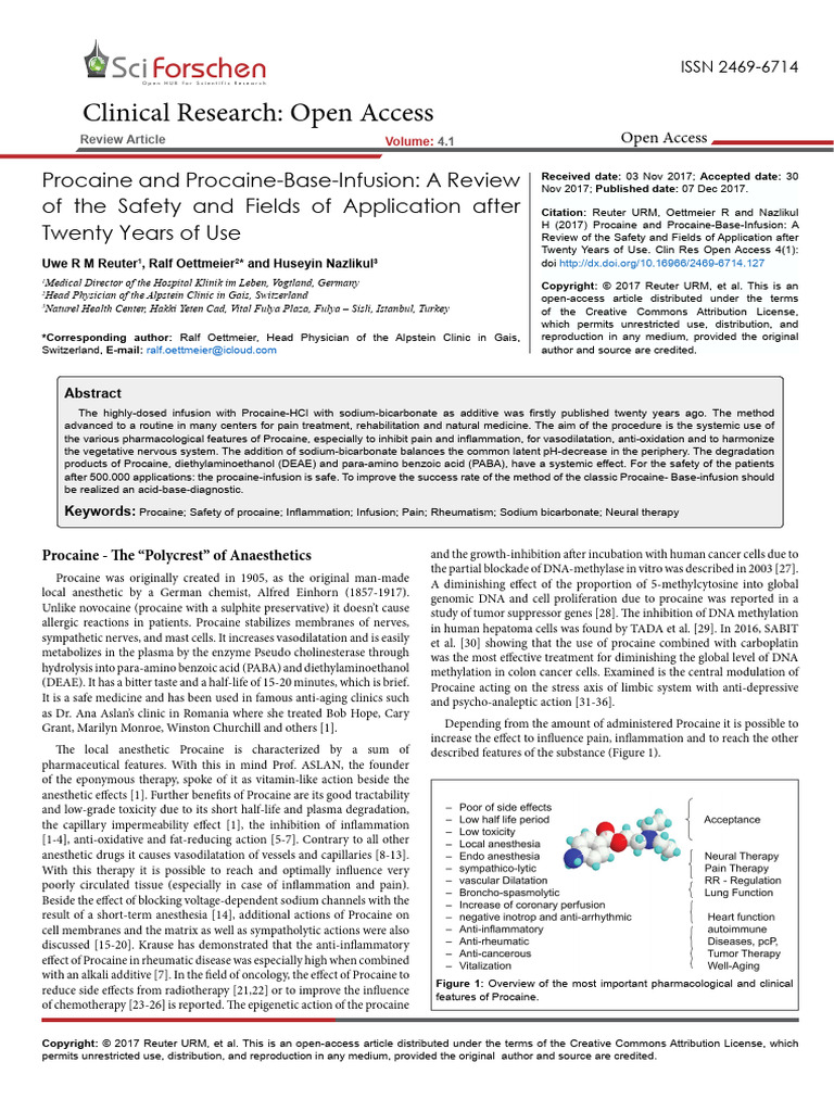 Procaine and Procaine-Base-Infusion - A Review of The Safety and Fields ...