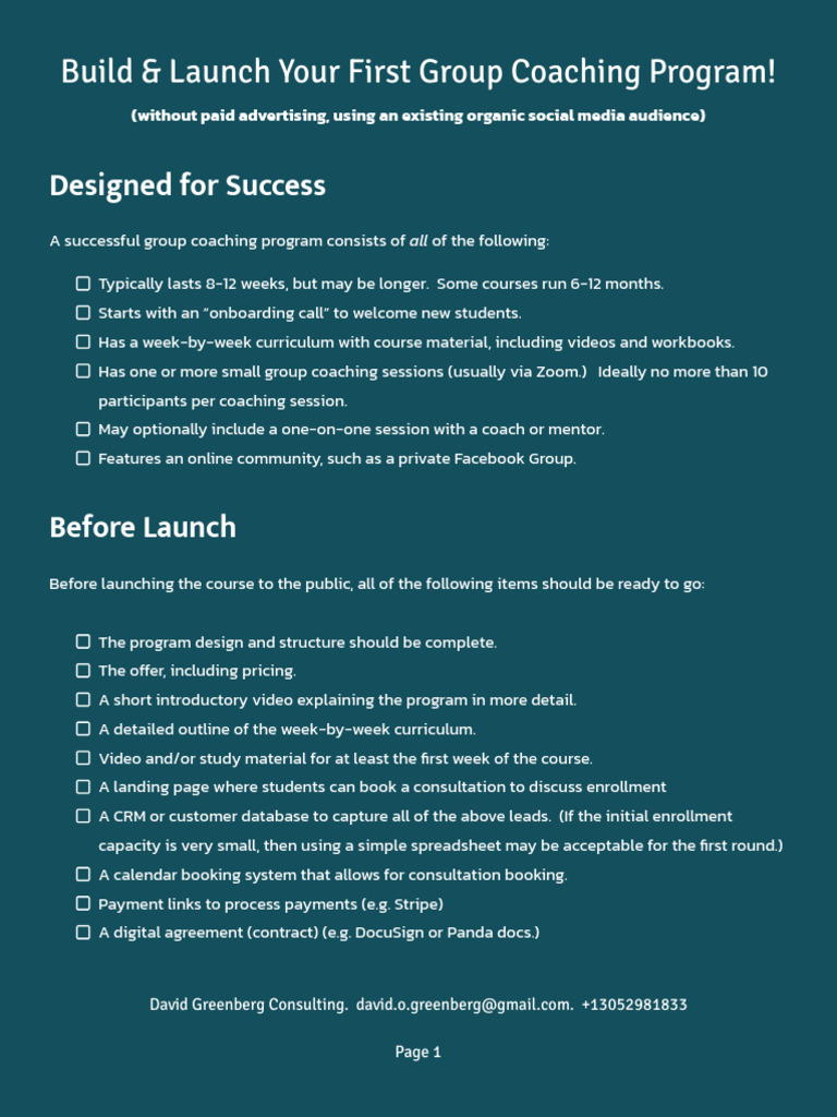 Free Blueprint - Build & Launch Your First Group Coaching Program ...