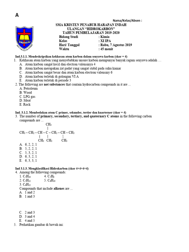 Latihan Soal PH 1 Hidrokarbon | PDF