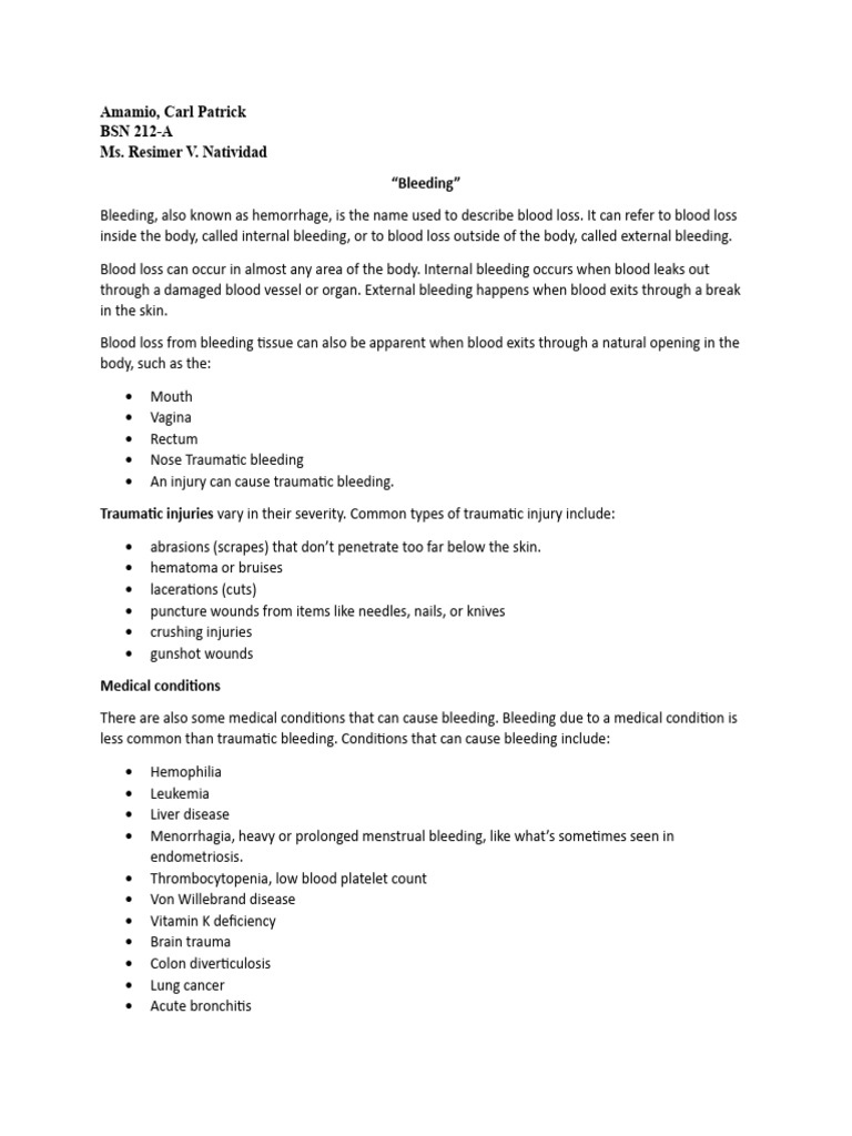 Bleeding | PDF | Bleeding | Injury