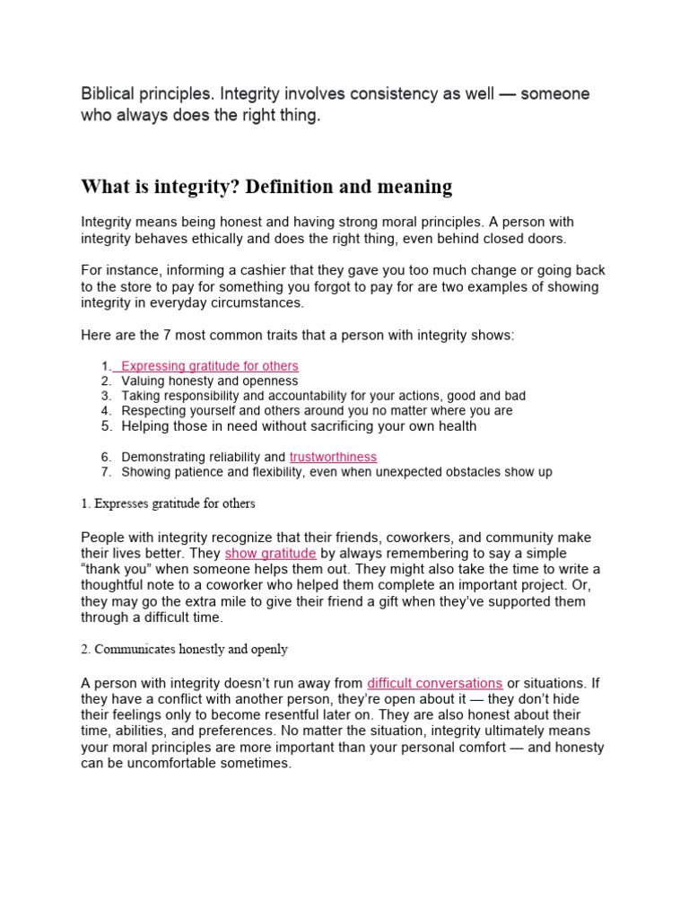 Integrity | PDF | Integrity | Gratitude
