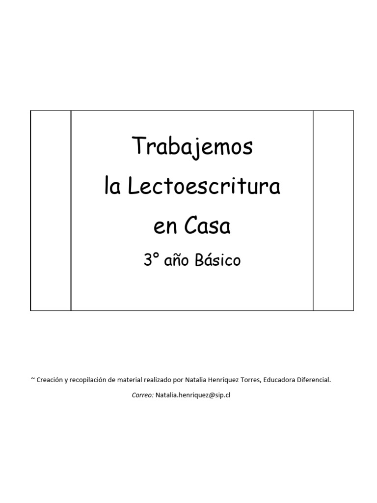 Cuadernillo Reforzamiento Lectoescritura 3 A o B Sico | PDF