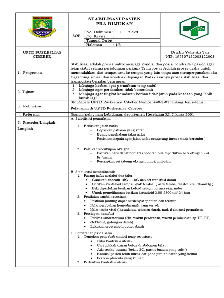 Stabilisasi Pasien Pra Rujukan | PDF