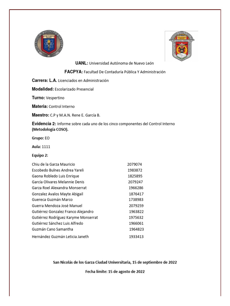 Evidencia 2 Control Interno | PDF