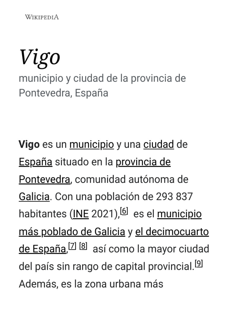 Vigo - Wikipedia, La Enciclopedia Libre | PDF