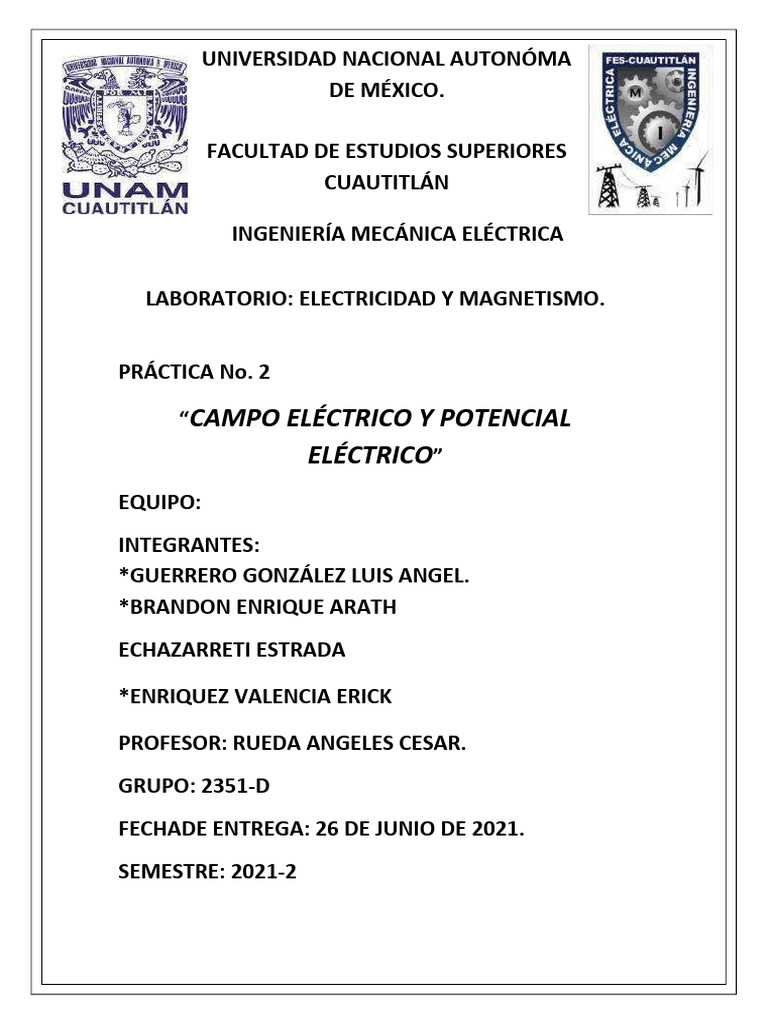 Reporte Practica 2 Electricidad y Magnetismo | PDF