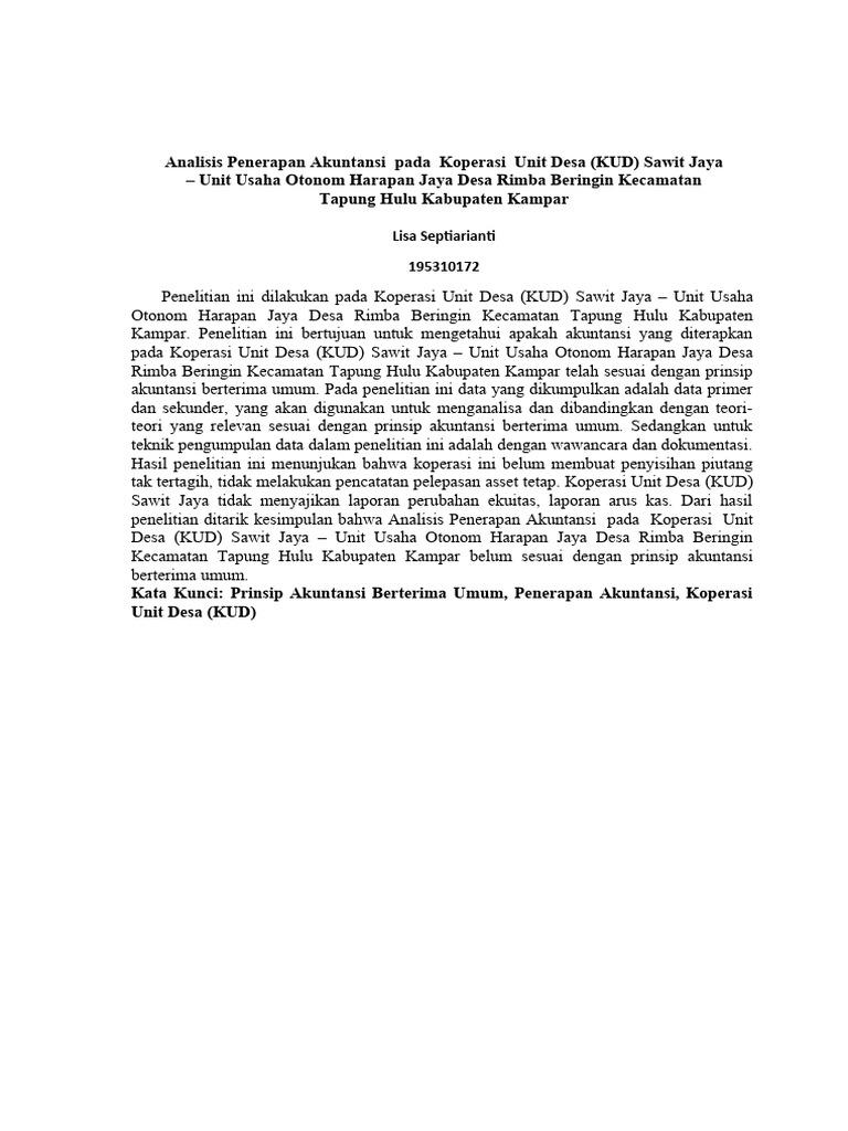 Akuntansi KUD Sawit Jaya | PDF