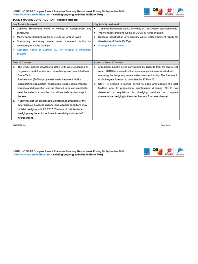 IPMT Weekly Report | PDF | Sewage Treatment | Dredging