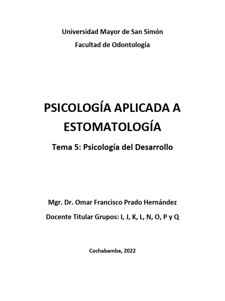 TEMA-5-Psicologìa Del Desarrollo-Mgr. Dr. O. Francisco Prado H | PDF
