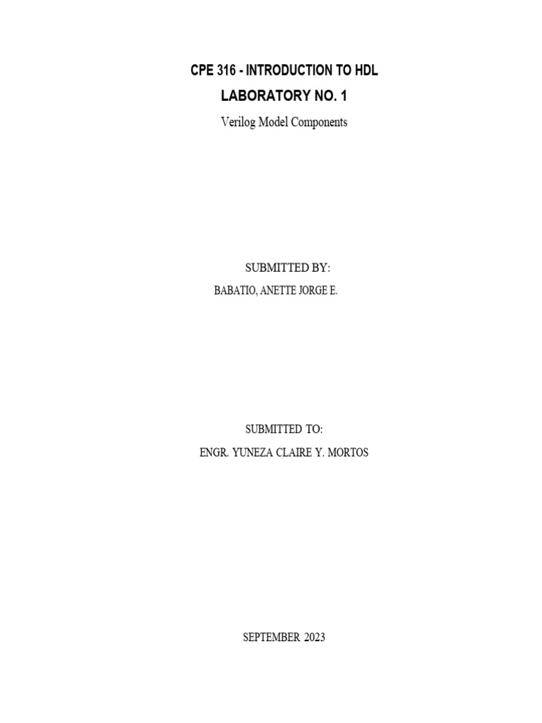 CPE 316 - Laboratory 1-2 - BABATIO-1 | PDF | Logic Gate | Hardware ...