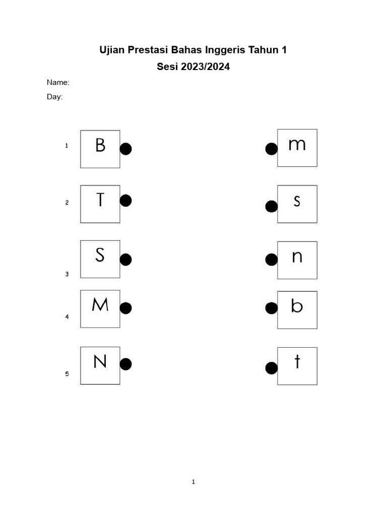 Ujian Prestasi BI Tahun 1 | PDF