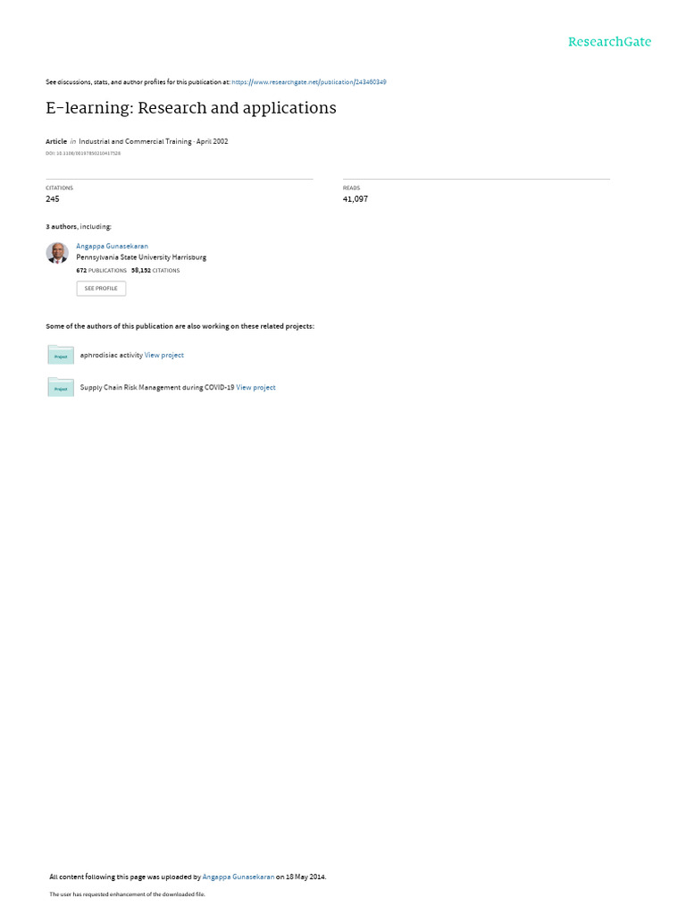 E-Learning Research and Applications | PDF | Educational Technology ...