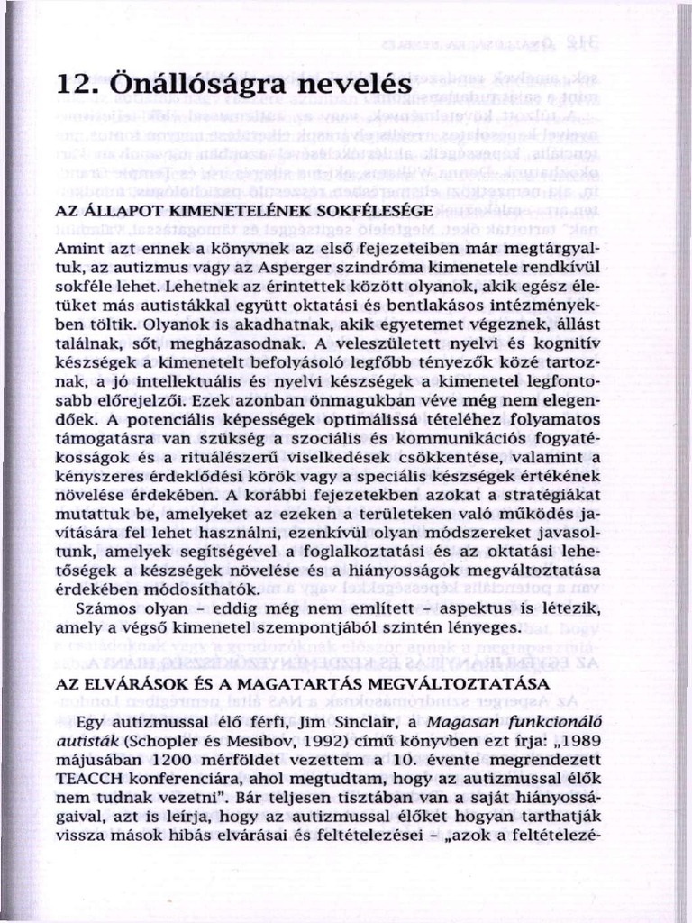 Autizmus Felkészülés A Felnőttkorra Patricia Howlin 311-326 | PDF