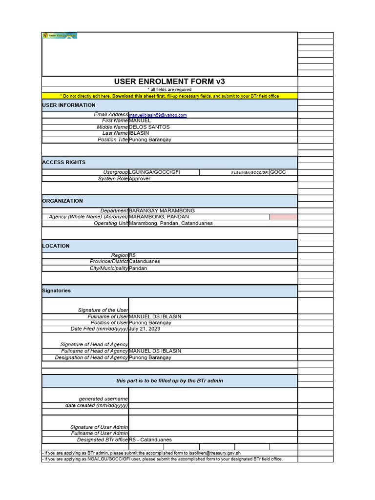 OFBS Enrolment Form - NGA-GOCC-GFI Template | PDF | Applications Of Cryptography | Computer ...