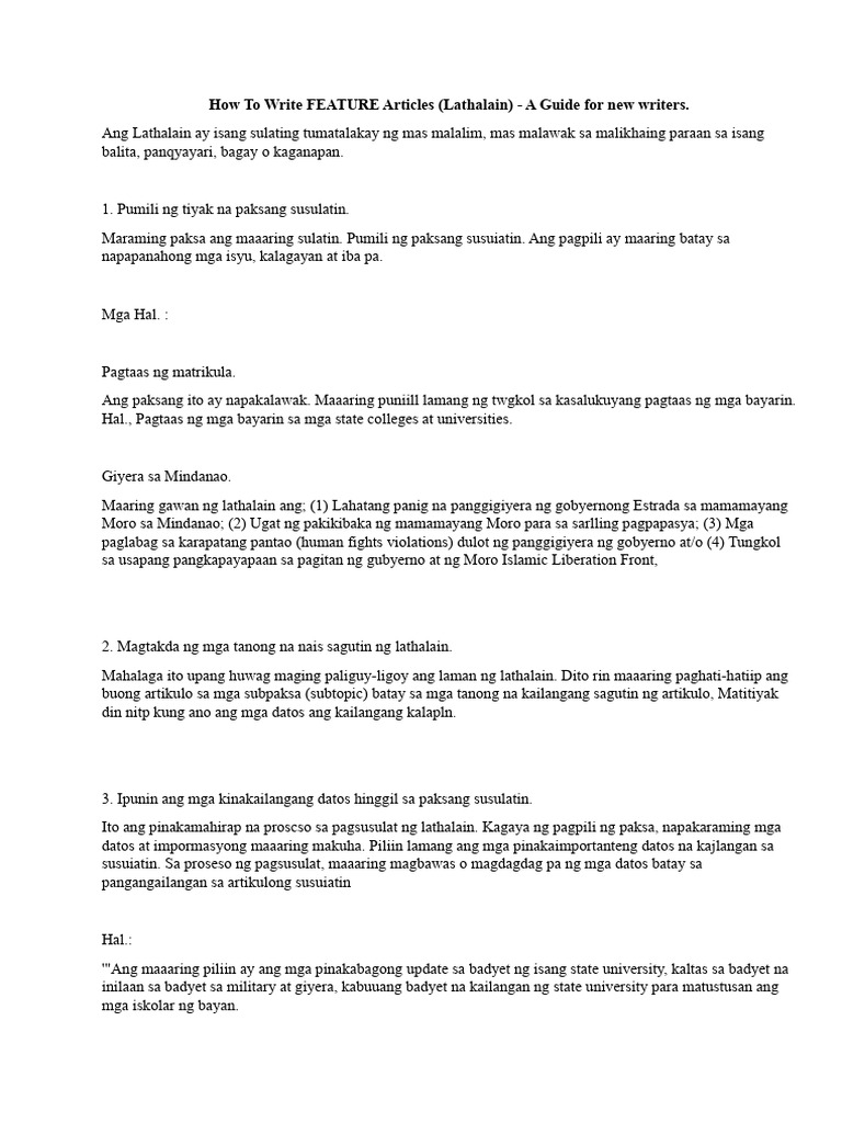 How To Write FEATURE Articles | PDF
