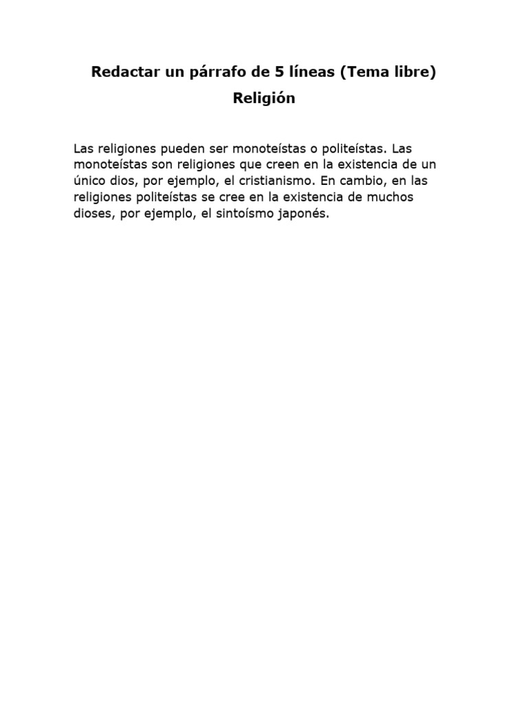 Redactar Un Párrafo de 5 Líneas | PDF