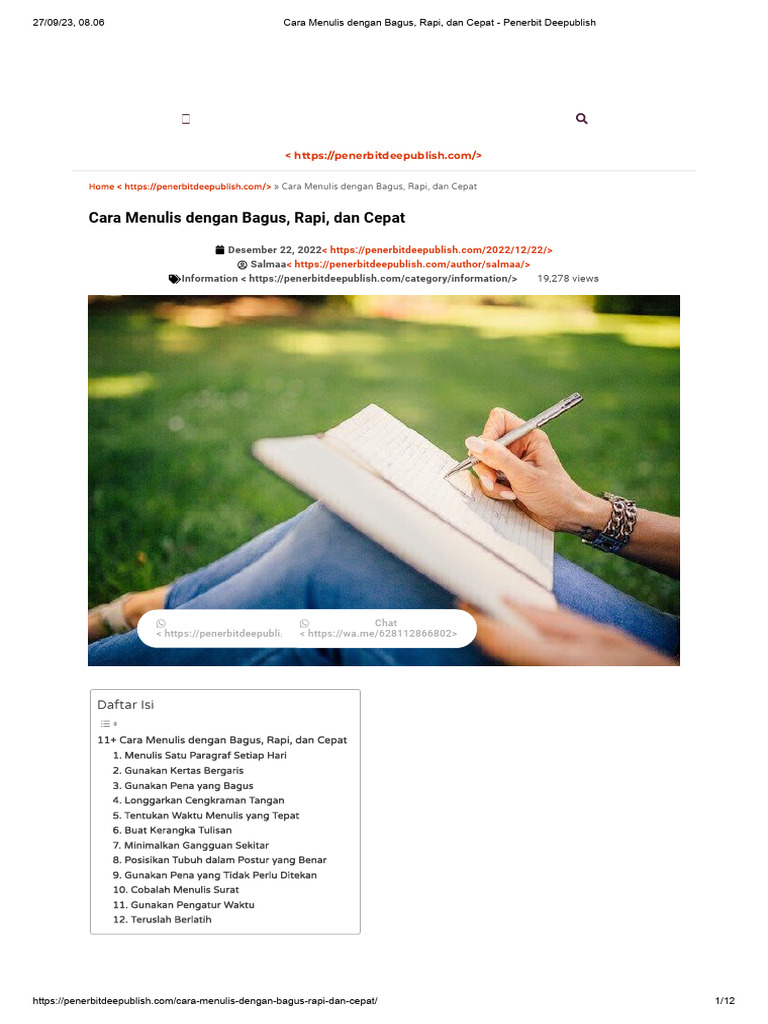 Cara Menulis Dengan Bagus, Rapi, Dan Cepat - Penerbit Deepublish | PDF