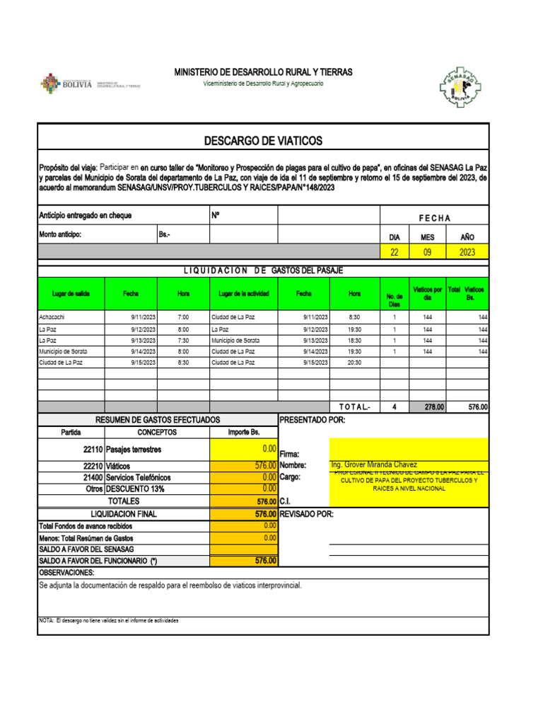 Formato de Liquidacion | PDF