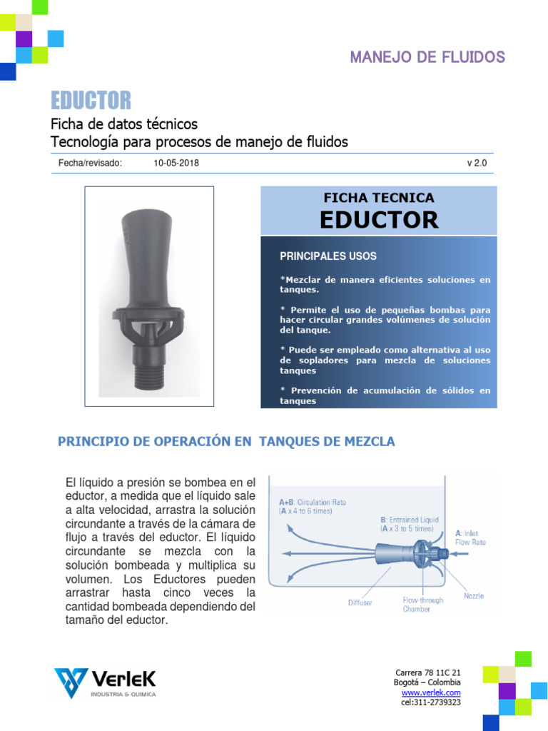 Ficha Técnica E-Eductores-Verlek | PDF | Líquidos | Volumen