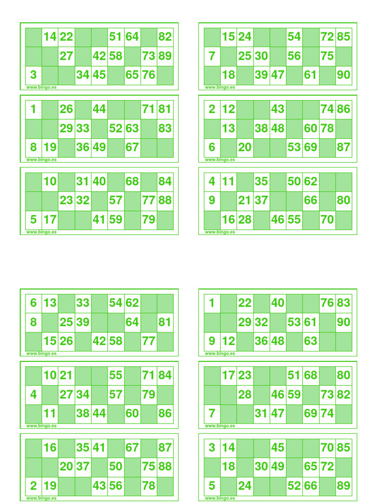 Cartones Bingo 90 Bolas | PDF