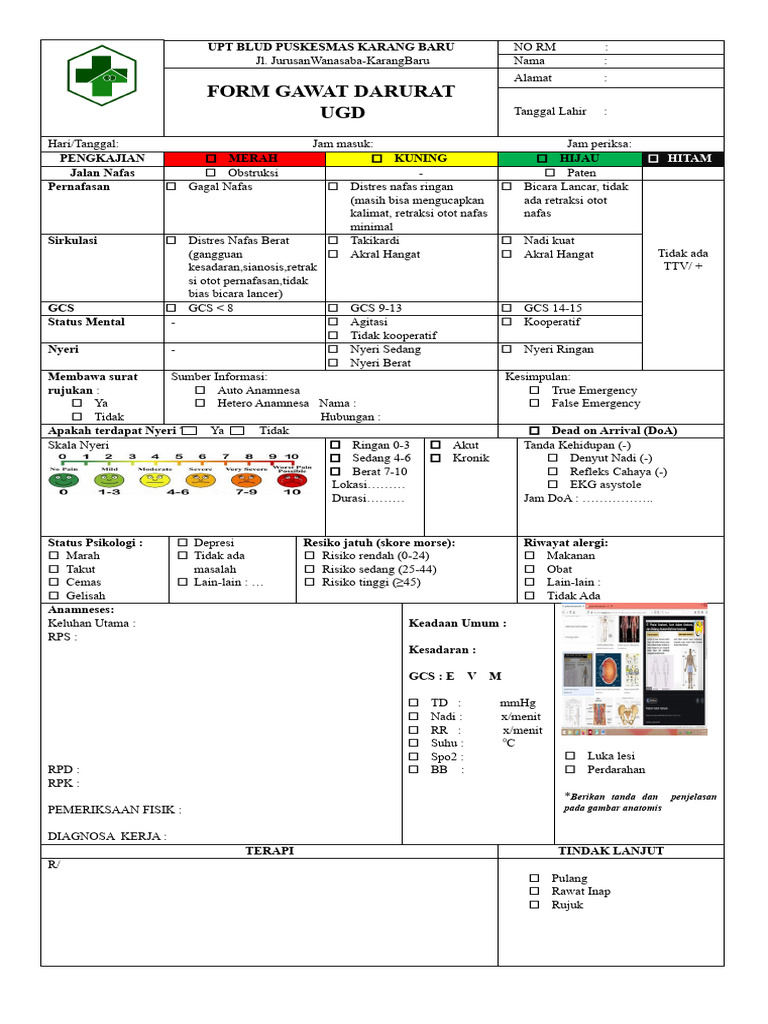 Form Gawat Darurat UGD: Hitam | PDF