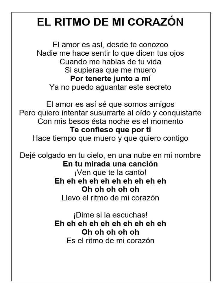 El Ritmo de Mi Corazón - Grupo 5 | PDF