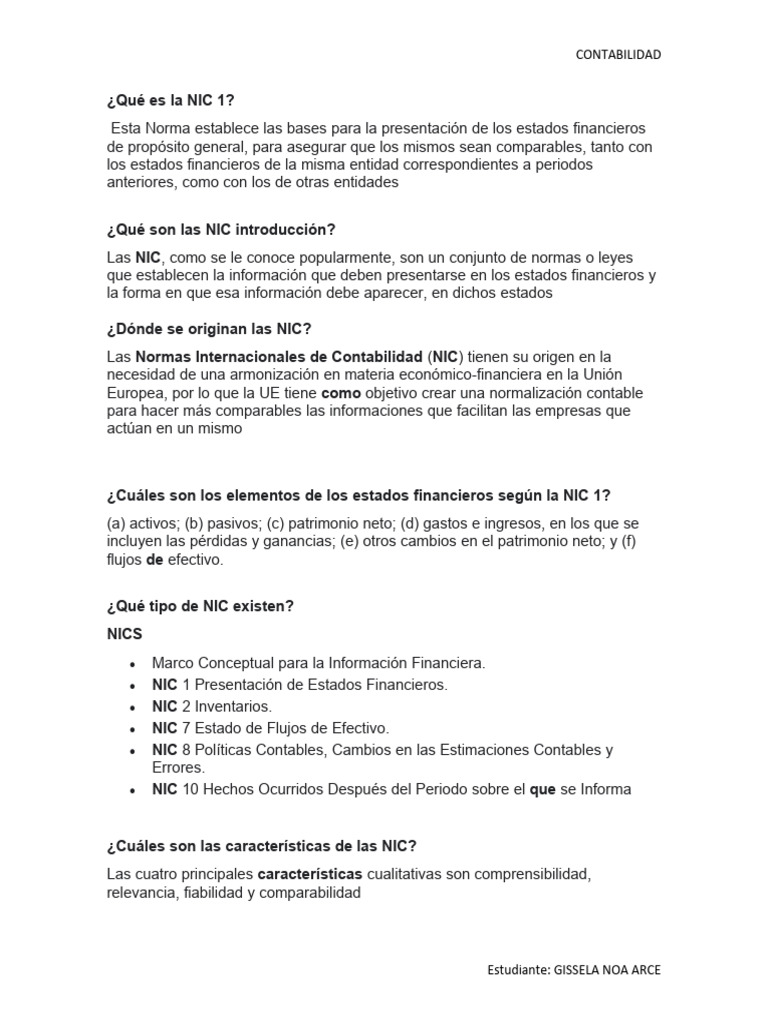 Qué Es La NIC 1 | PDF | Estado financiero | Contabilidad