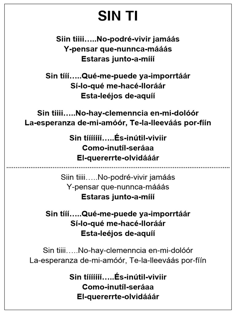 BOLERO - Los Panchos - Sin Ti | PDF