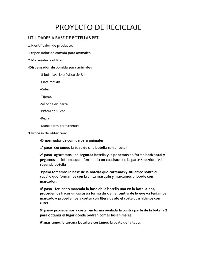 PROYECTO DE RECICLAJE | PDF