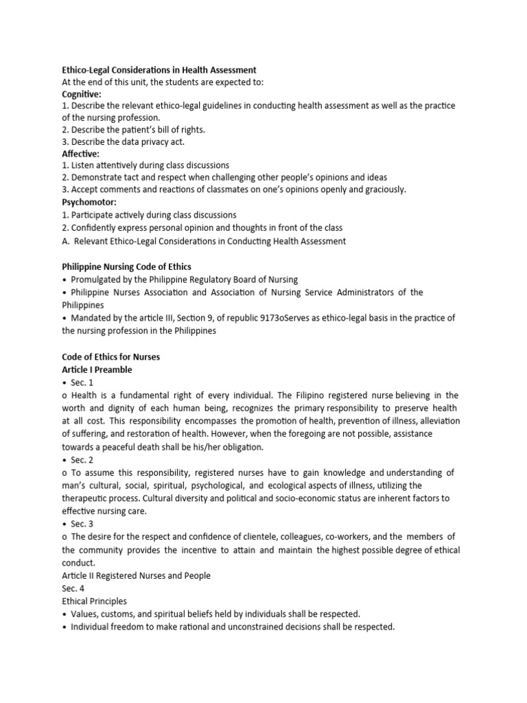 Ethico-Legal Guidelines in Nursing Care | PDF | Nursing | Health Care