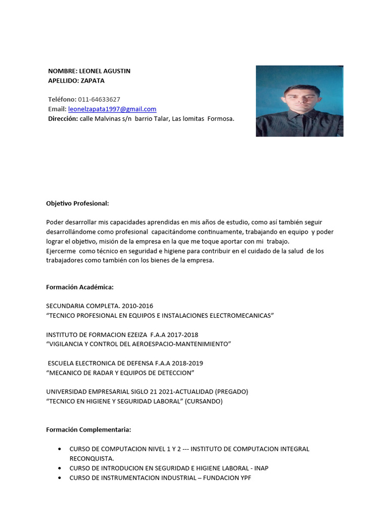 Curriculum Vitae Zapata | PDF