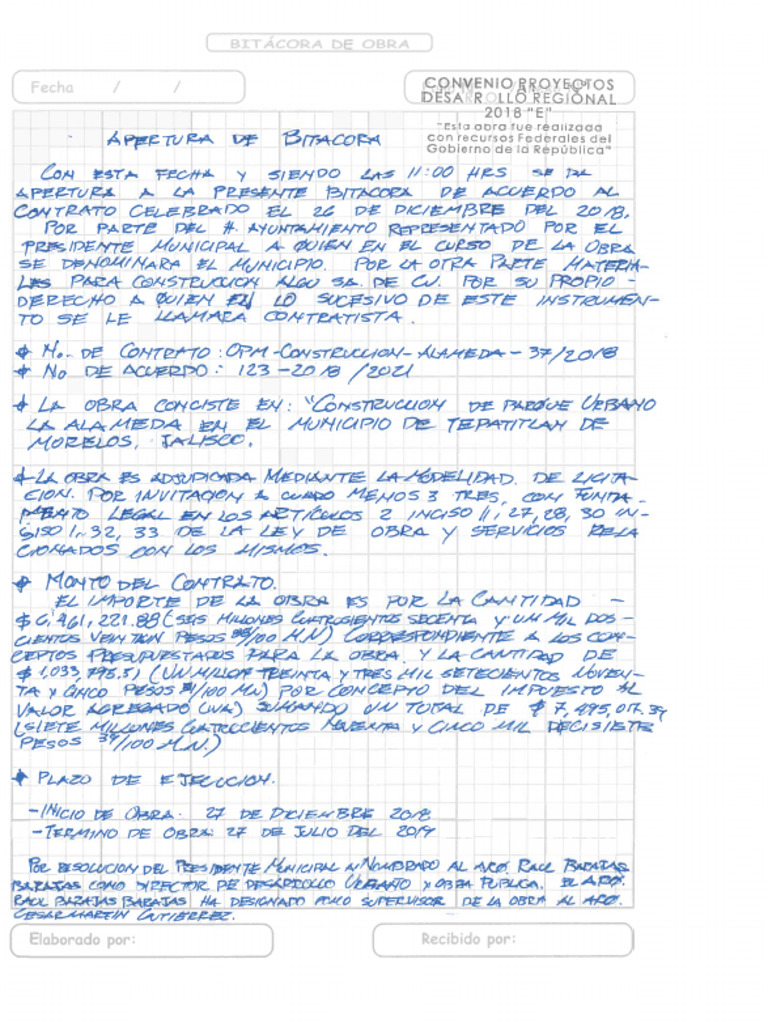 Bitácora de Obra 2 | PDF