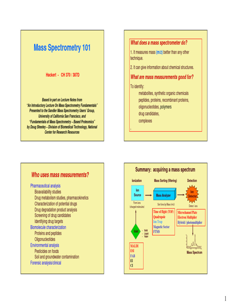 Mass Spec 07 Notes | PDF | Mass Spectrometry | Time Of Flight Mass ...