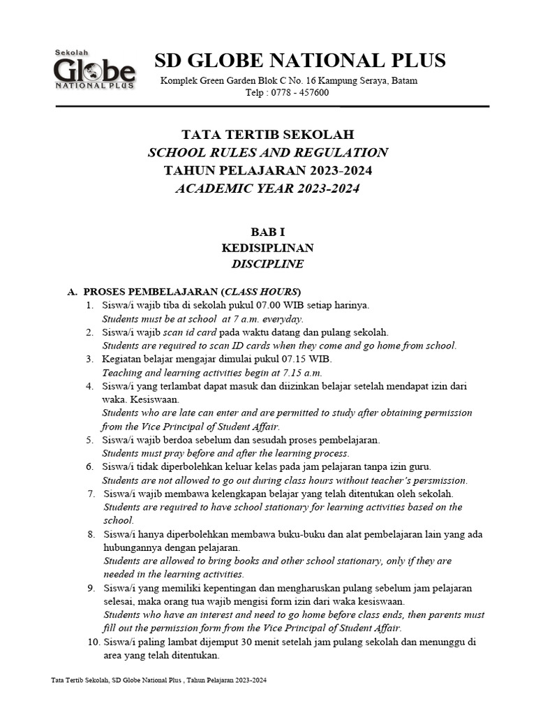 Tata Tertib Siswa 2023-2024 | PDF
