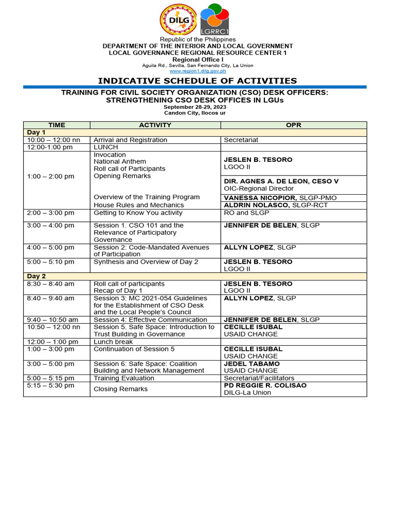 Program Flow CSO Desk Officer | PDF