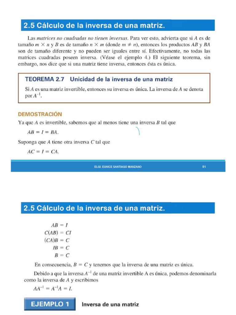Tema 2 INVERSA DE UNA MATRIZ | PDF | Determinante | Matriz (Matemáticas)