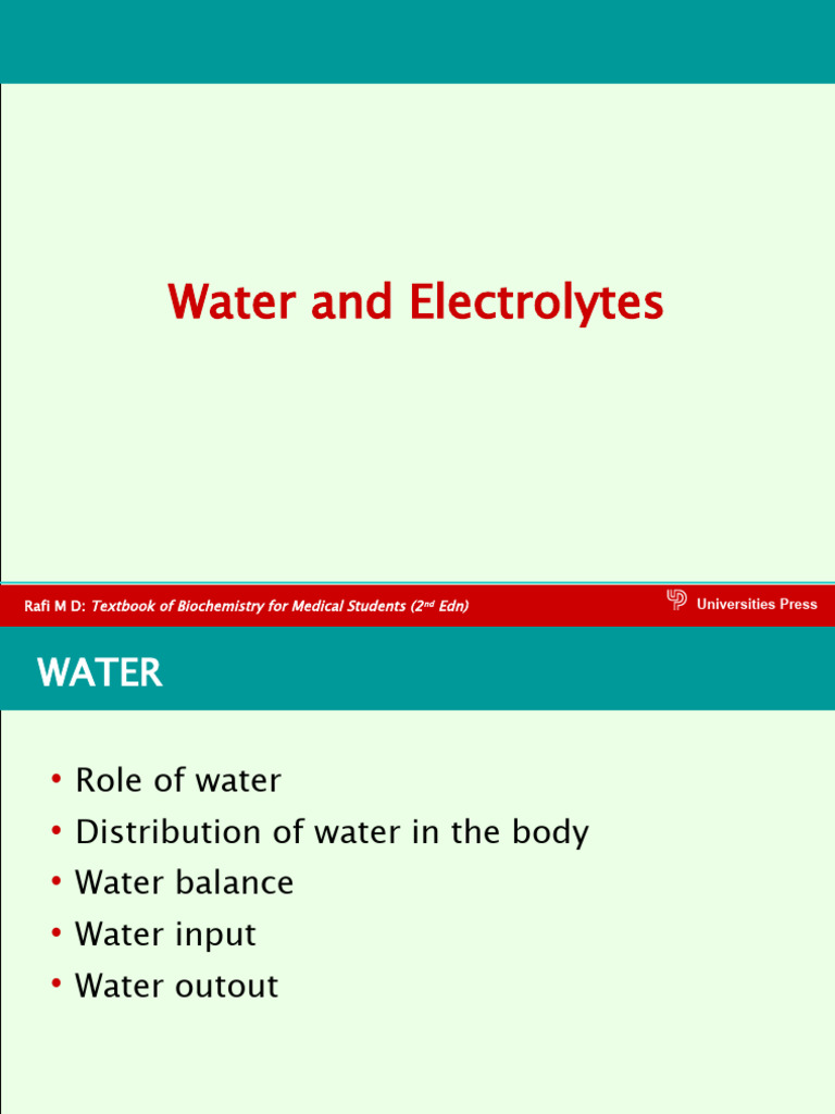Water and Electrolyte | PDF | Dehydration | Sodium
