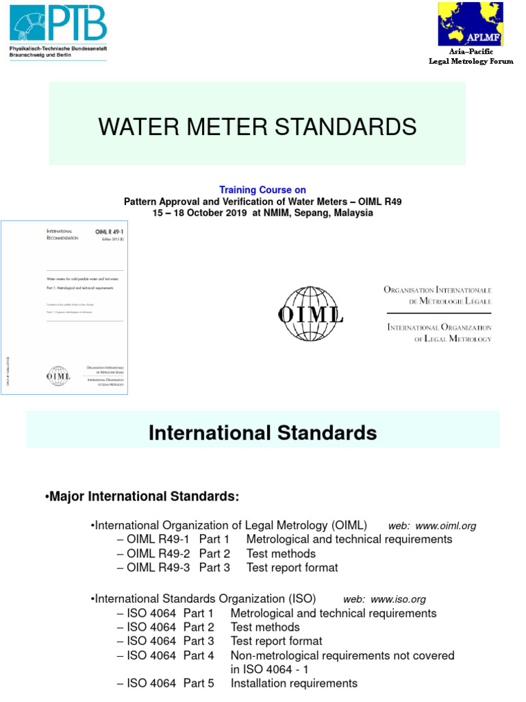 OIML R49 & ISO 4064 Water Meter Standards | PDF | Technology & Engineering