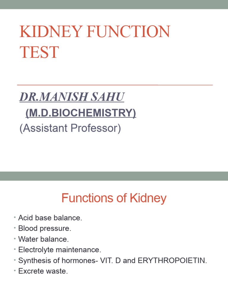 Kidney Function Test | PDF | Kidney | Medical Specialties