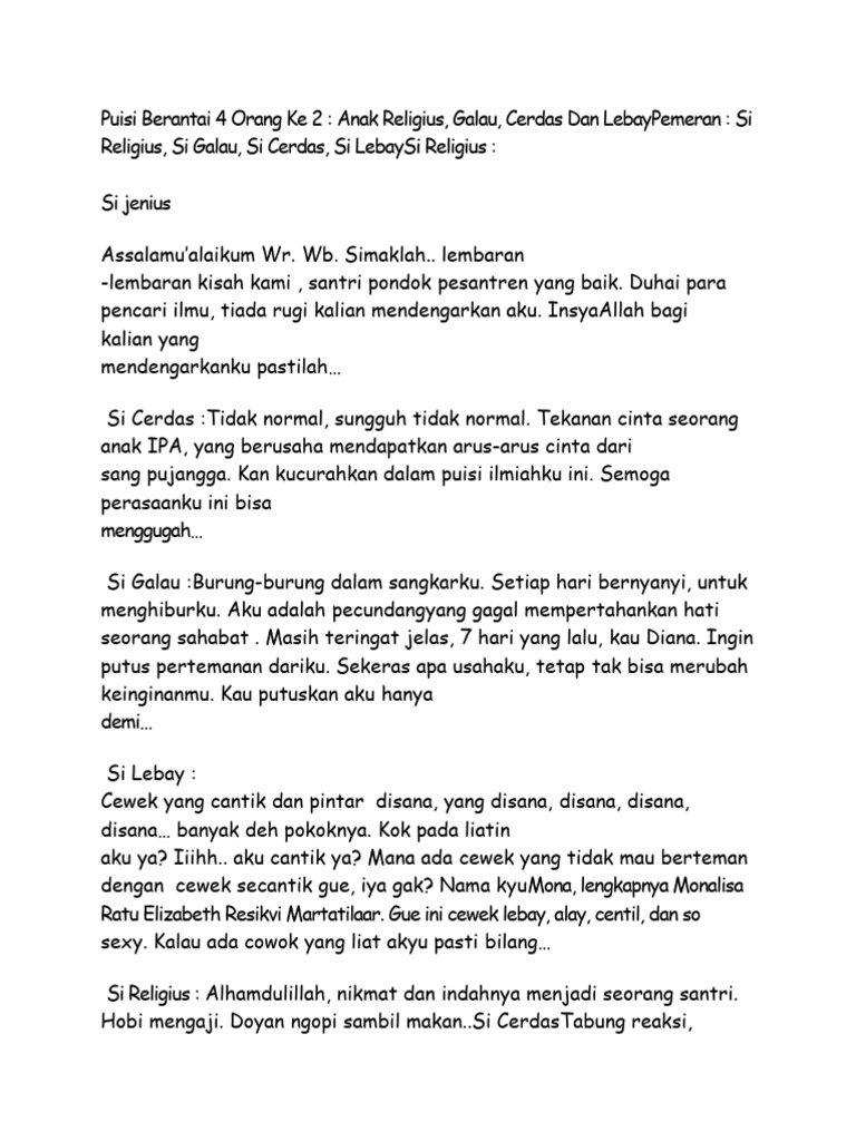 Puisi Berantai 4 Orang Ke 2 | PDF