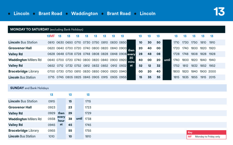 Number 13 Bus Timetable Waddo Lincoln | PDF
