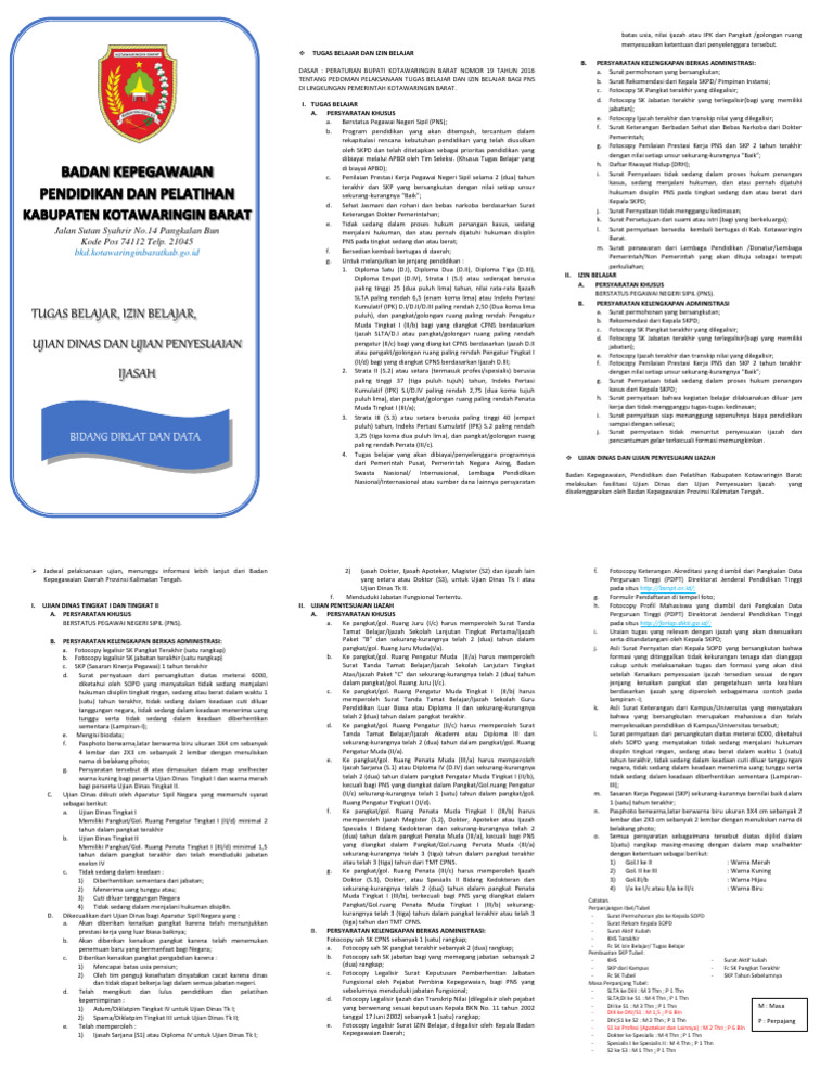 Persyaratan Tugas dan Izin Belajar PNS | PDF