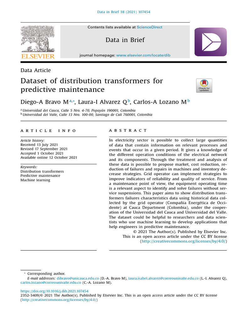 Dataset of Distribution Transformers For Predictive Maintenance | Download Free PDF | Support ...