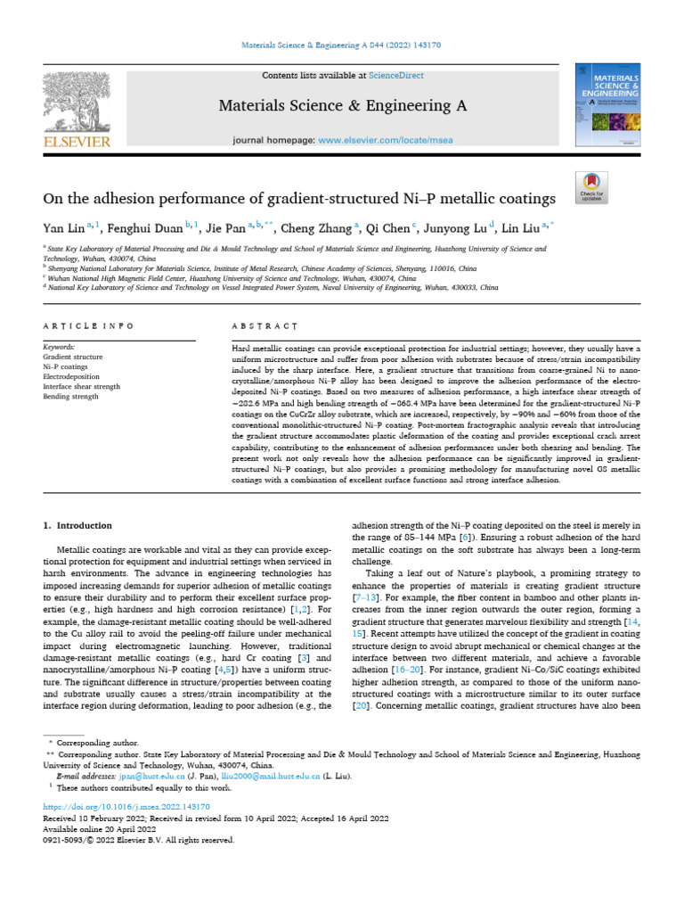 On The Adhesion Performance of Gradient-Structured Ni-P Metallic ...