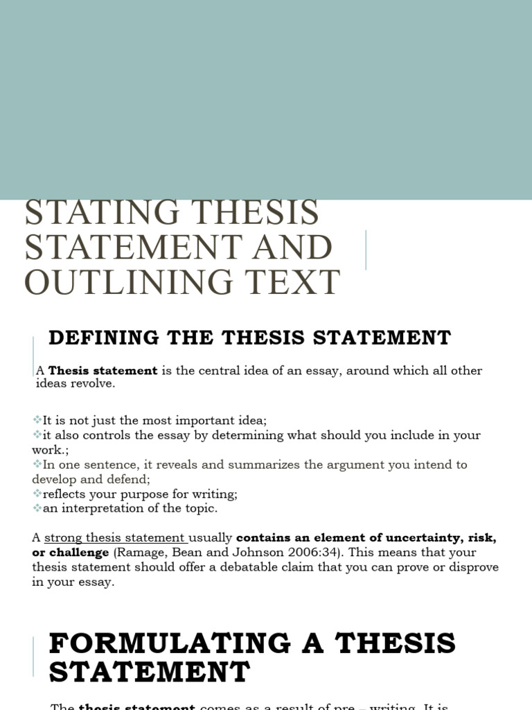 Defining The Thesis Statement | PDF