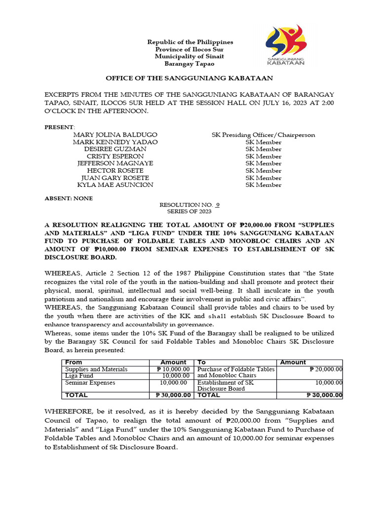 Realignment Resolution Tables and Chairs | PDF