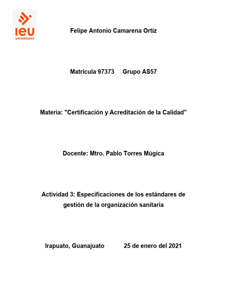Estandares de Gestion de La Organizacion Sanitaria | PDF Estandares de Gestion de La Organizacion Sanitaria | PDF